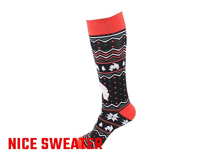 Calcetines de Navidad feos divertidos de algodón azul marino para adulto